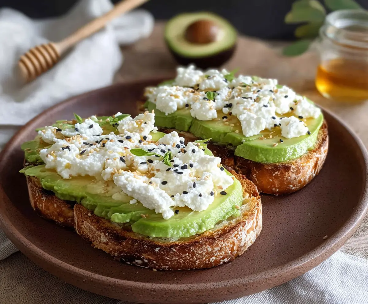 Delicious Avocado Toast with Cottage Cheese & Honey
