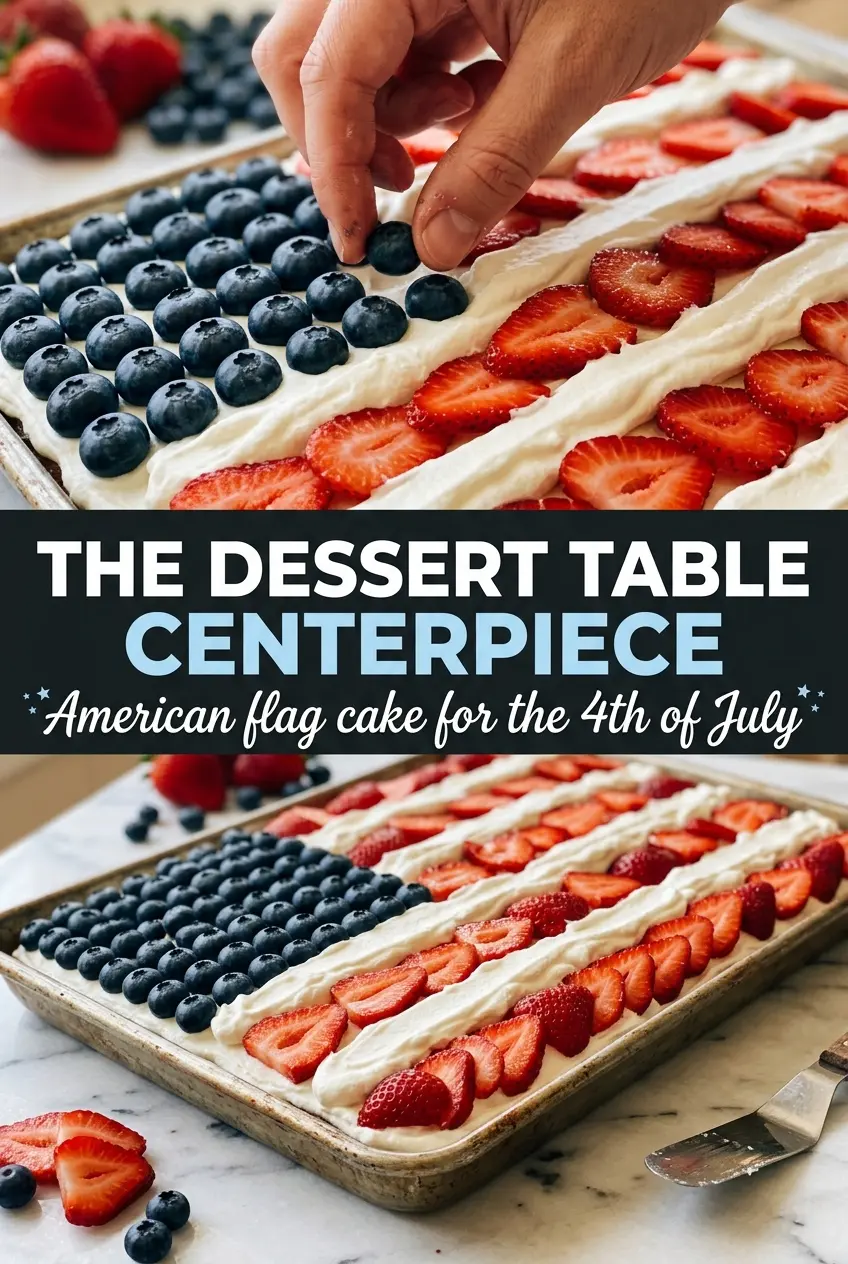 American Flag Cake (Patriotic Sheet Cake)