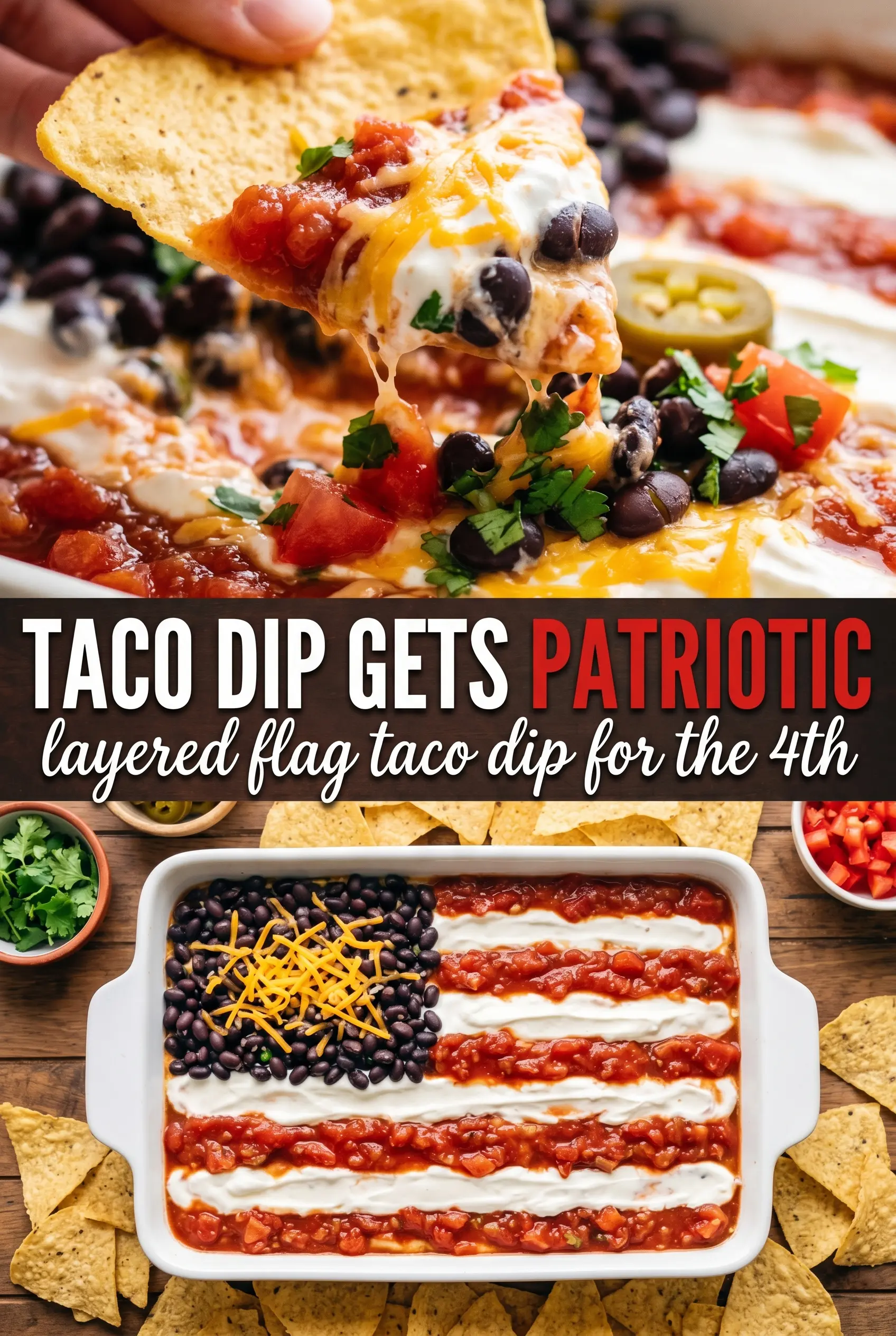 American Flag Taco Dip (Layered Patriotic Dip)