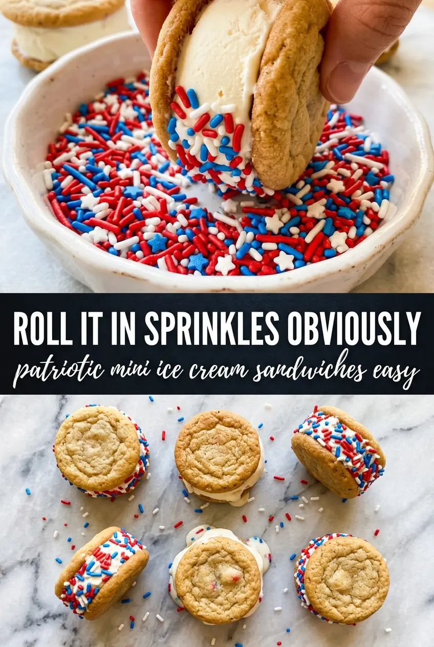 Patriotic Mini Ice Cream Sandwiches (Easy 4th July)